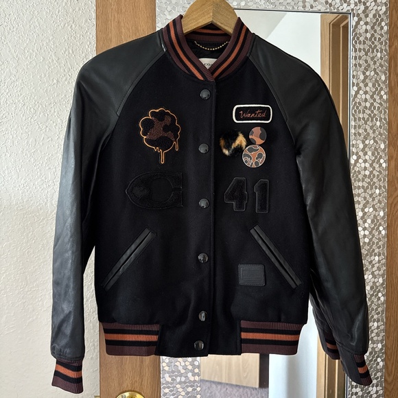Coach | Jackets & Coats | Coach Classic Varsity Jacket Blackbrown ...